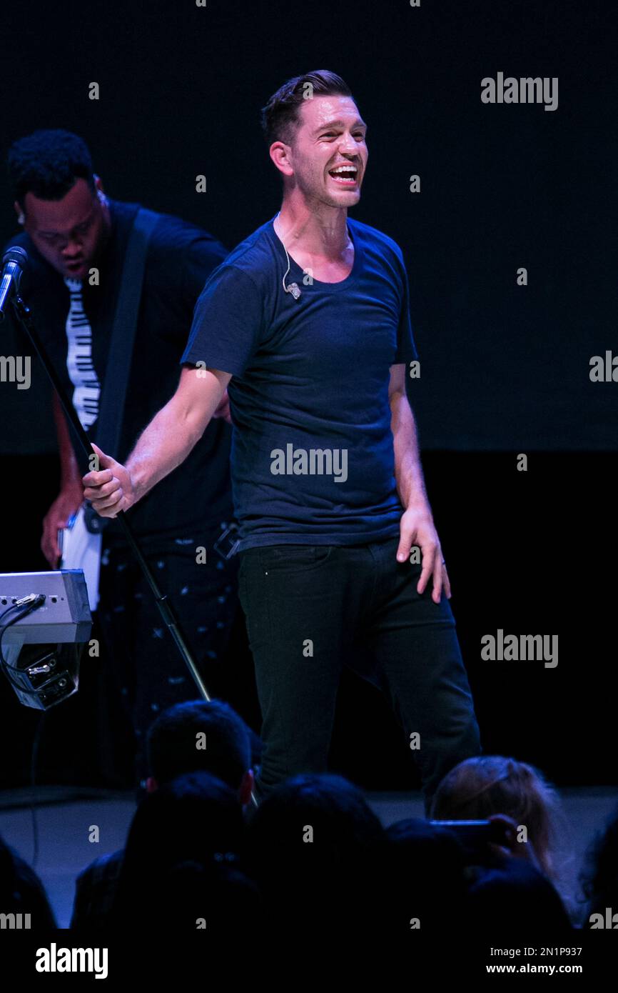 Andy Grammer performs as the opener for Shawn Mendes at The Greek ...