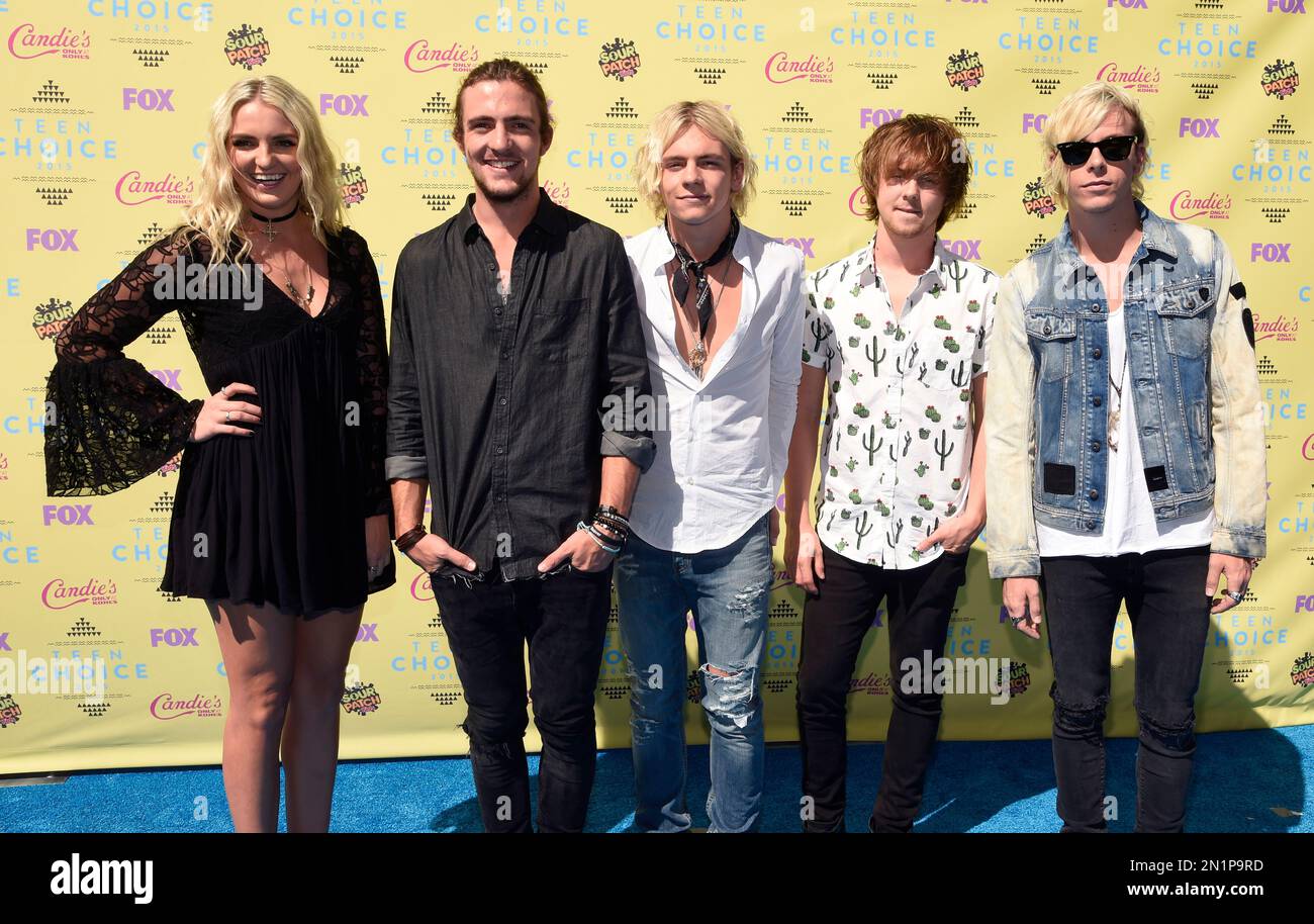 Rydel Lynch, from left, Rocky Lynch, Ross Lynch, Ellington Ratliff and ...