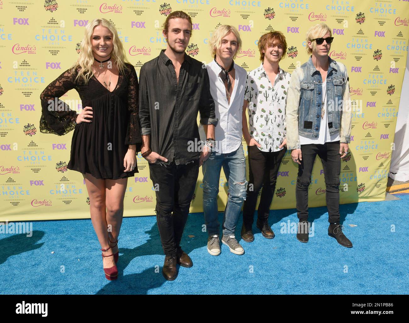 Rydel Lynch, from left, Rocky Lynch, Ross Lynch, Ellington Ratliff and ...
