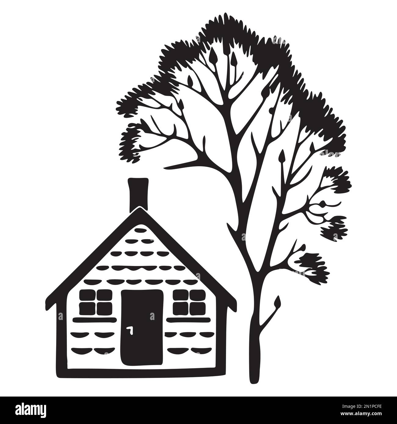 Cute rustic cottage motif in homestead vintage style. Vector ...