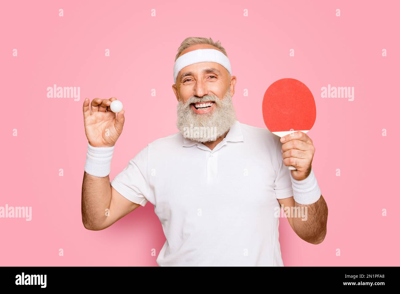 Competetive emotional cool active goofy comic grey haired grandpa with ...