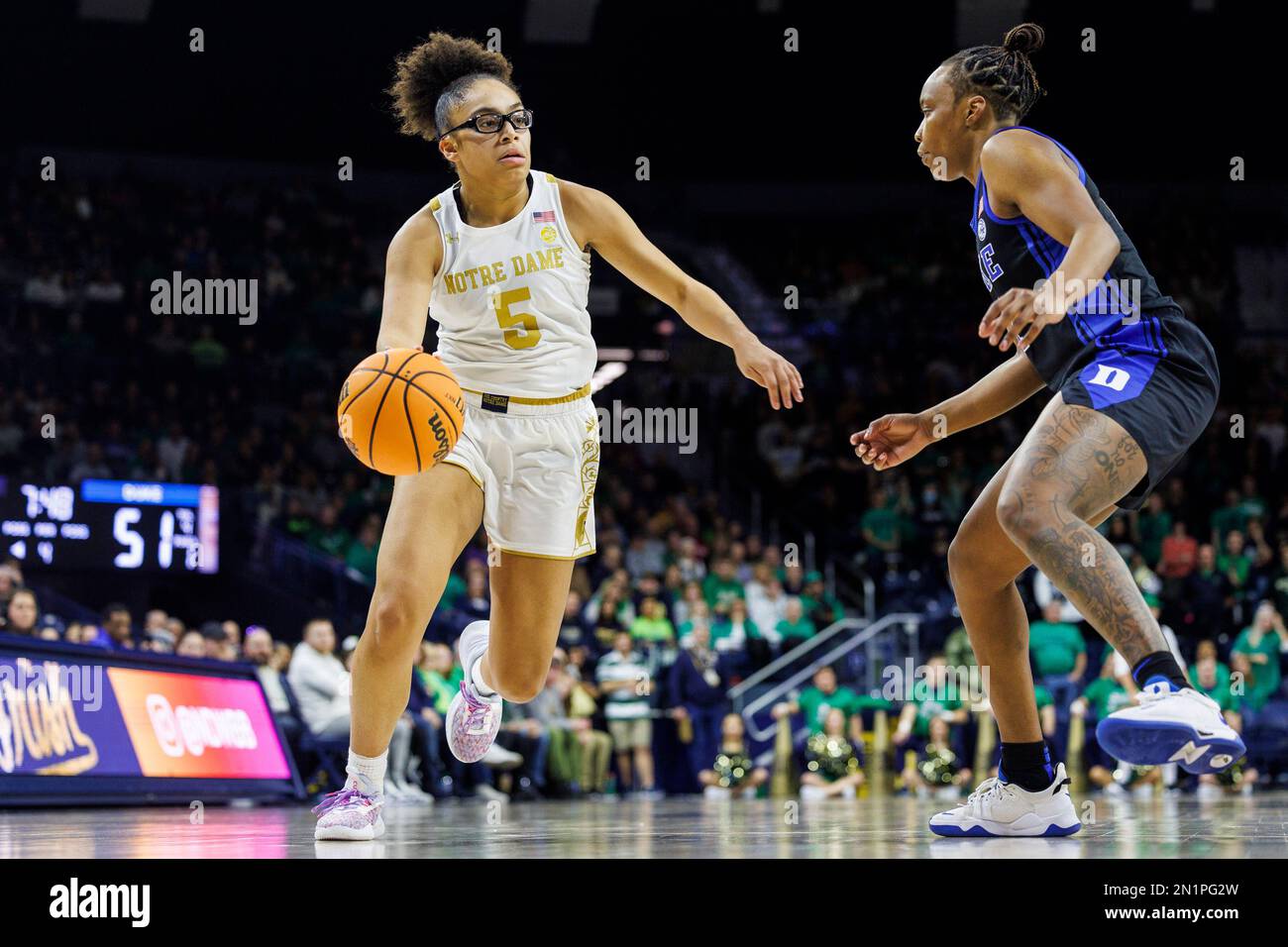 South Bend, Indiana, USA. 05th Feb, 2023. Notre Dame guard Olivia Miles ...
