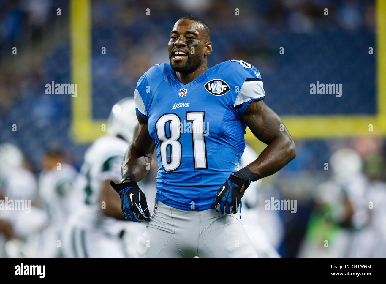 Detroit Lions wide receiver Calvin Johnson (81) before an NFL preseason ...