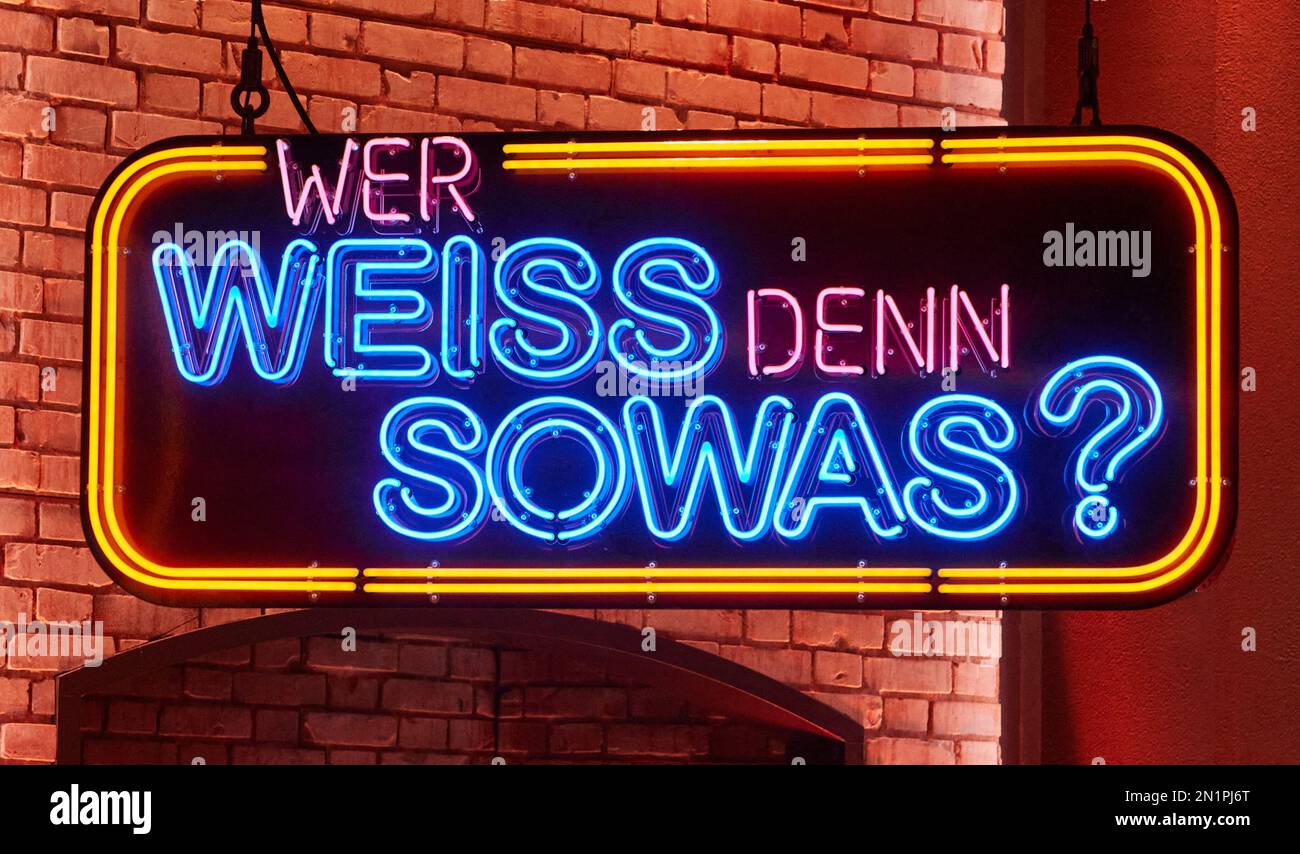 Hamburg, Germany. 06th Feb, 2023. A neon sign with the logo reading ...