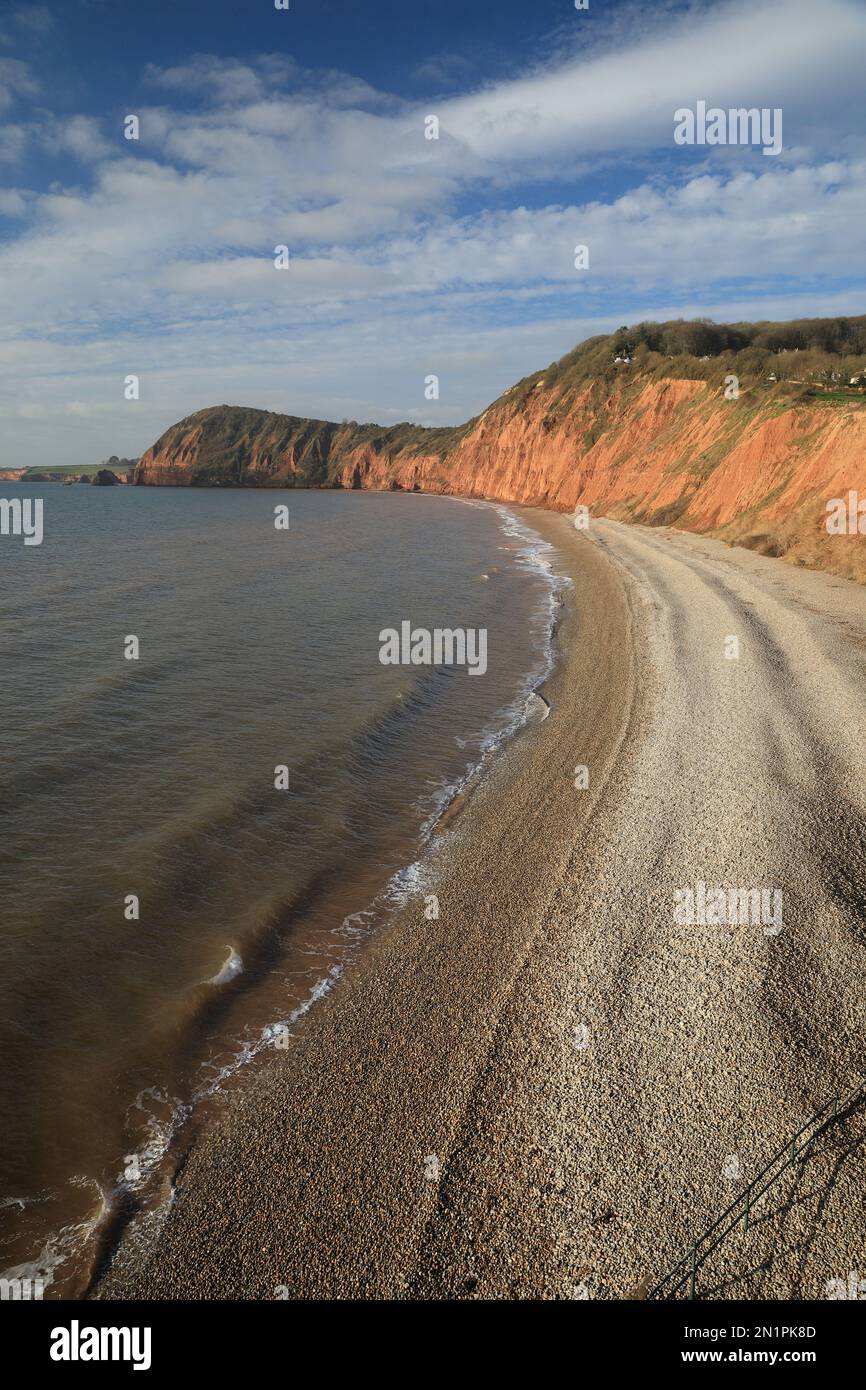 Early spring view of Jacob's ladder beach, Sidmouth, East Devon, England, UK Stock Photo - Alamy