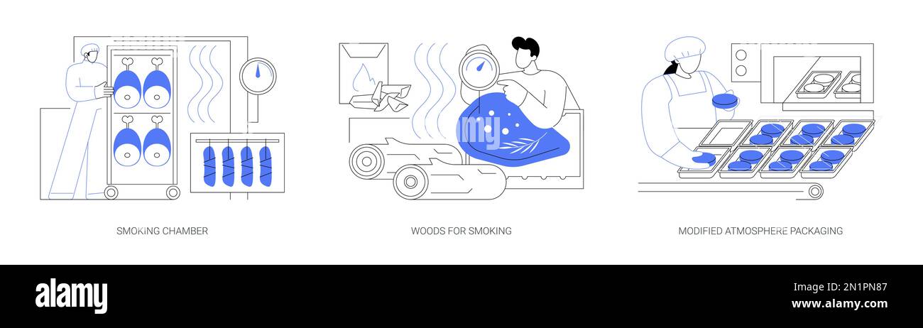 Meat smoking abstract concept vector illustrations Stock Vector Image ...