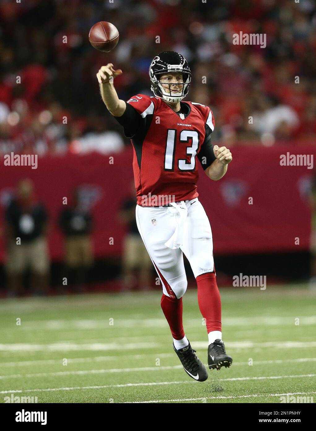 Atlanta Falcons quarterback T.J. Yates (13) works against the Tennessee ...
