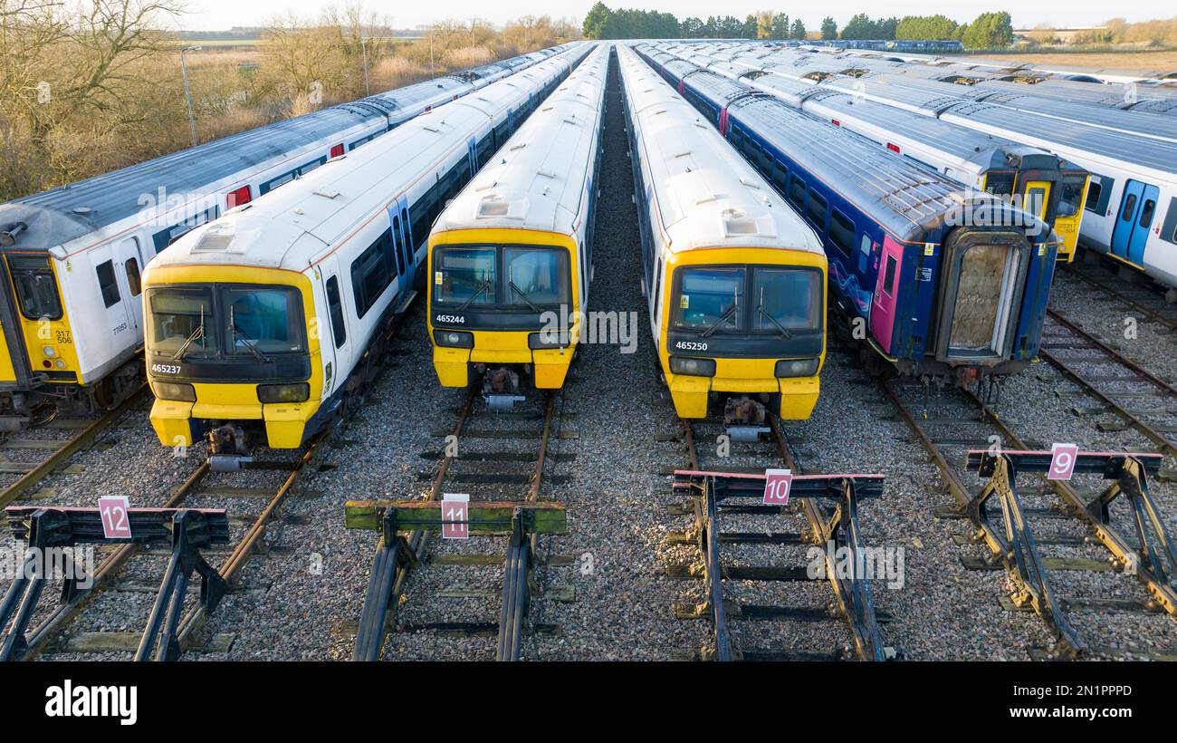 Picture dated February 1st shows trains stacked up in sidings in Ely ...