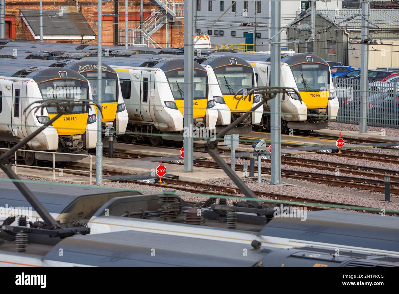 The picture dated February 3 shows Thameslink trains stacked up in ...
