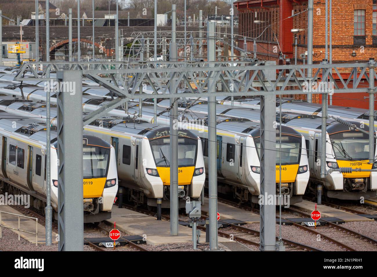 The picture dated February 3 shows Thameslink trains stacked up in ...