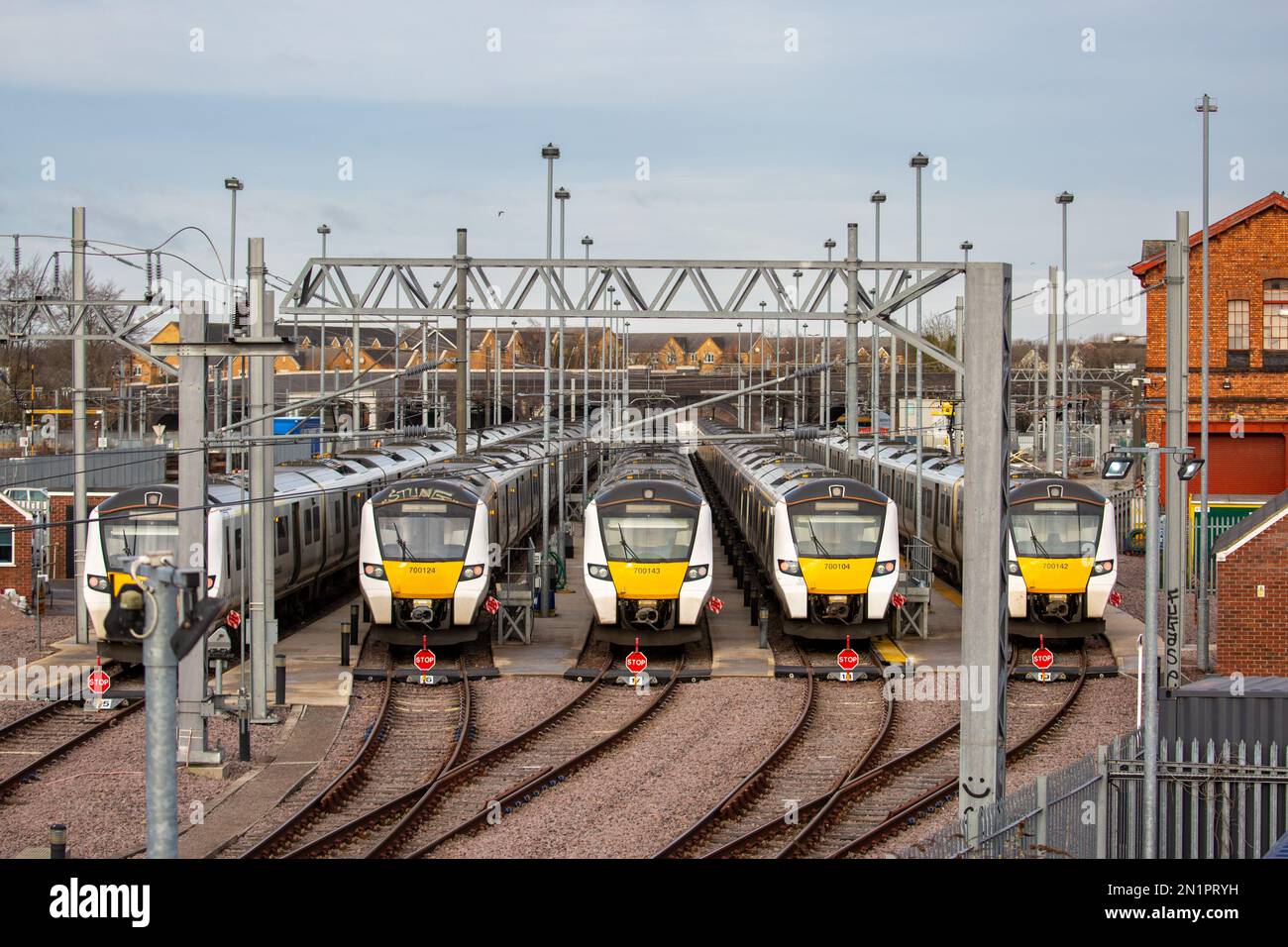 The picture dated February 3 shows Thameslink trains stacked up in ...