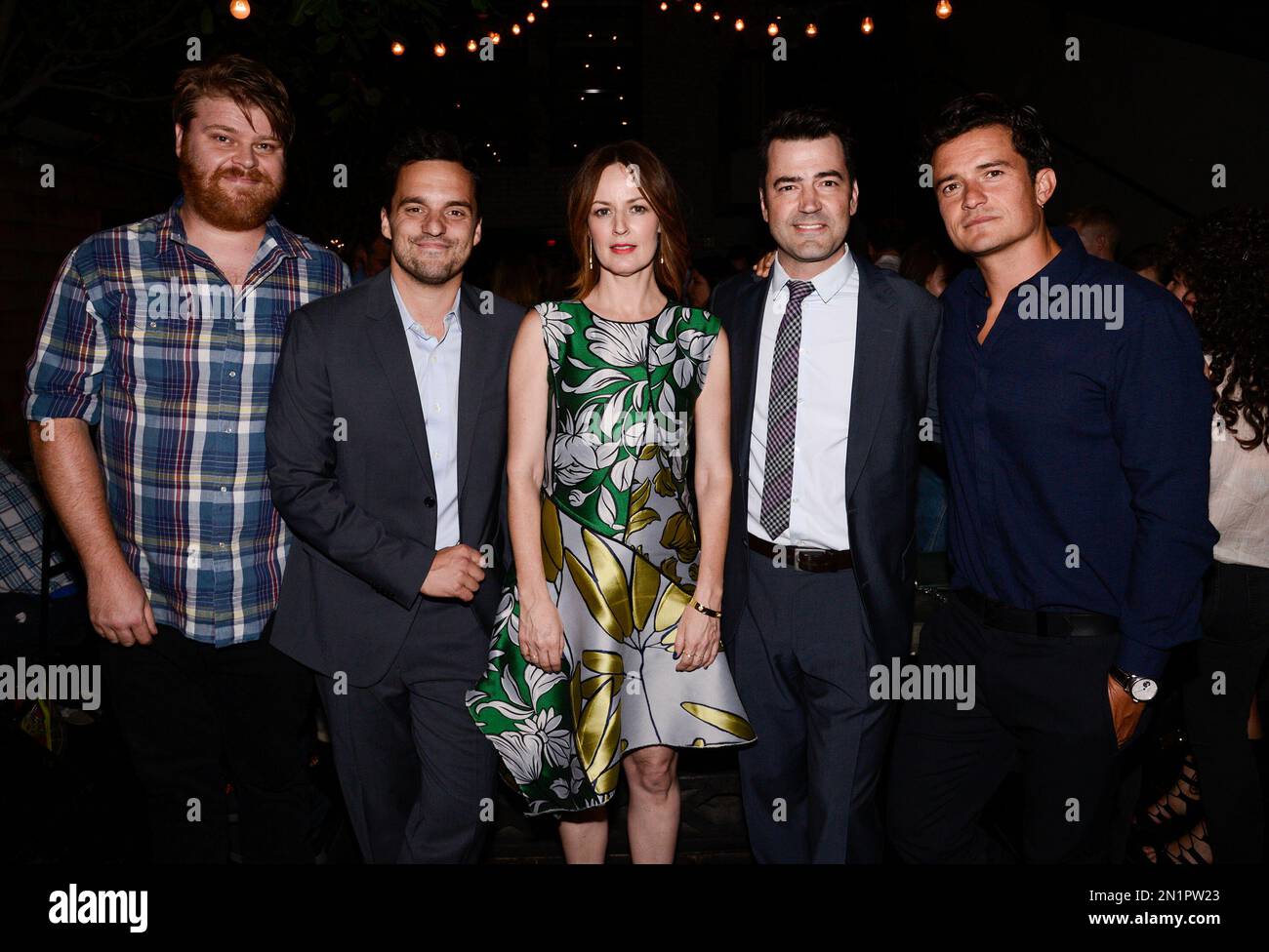 From left to right, actor Steve Berg, actor Jake Johnson, actress ...