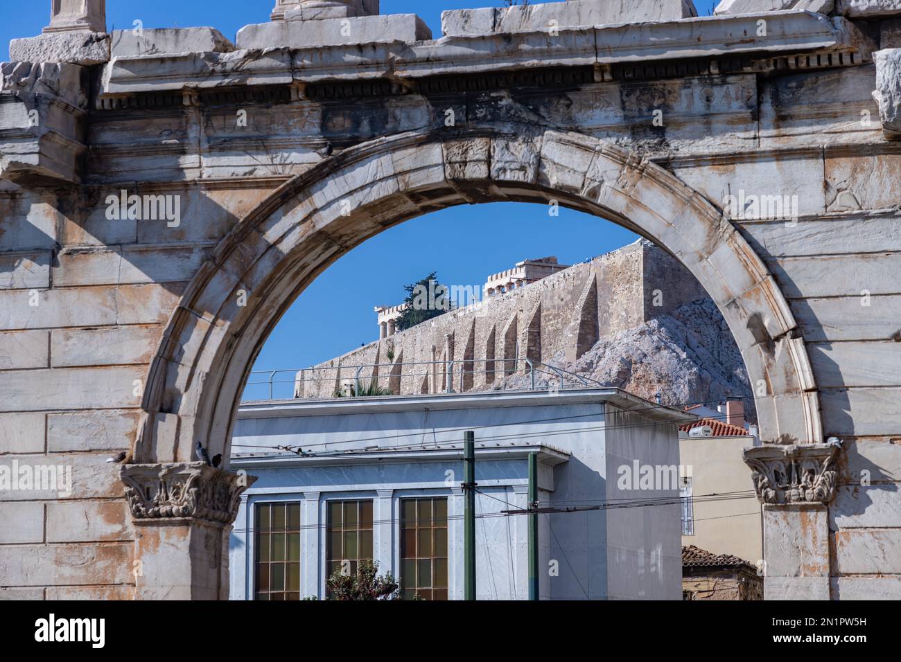 A picture of the Acropolis of Athens as seen through the Hadrian's Arch ...