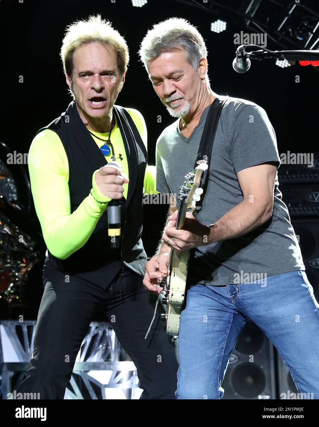 David Lee Roth, left, and Eddie Van Halen of Van Halen perform at the ...