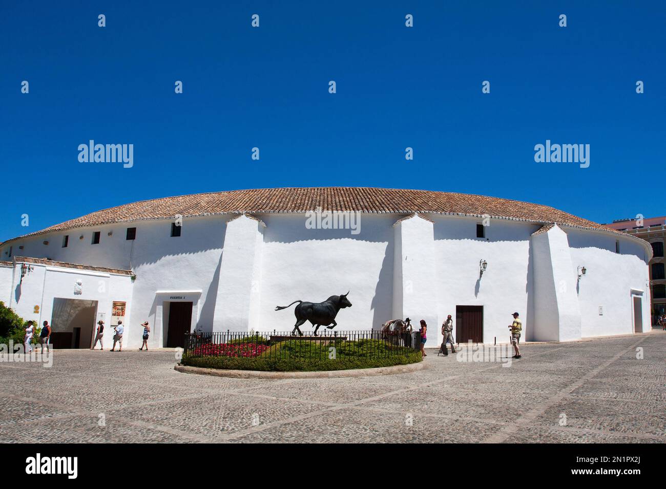 Statue of a bull outside the Bullring, Ronda, Andalusia Spain Stock ...