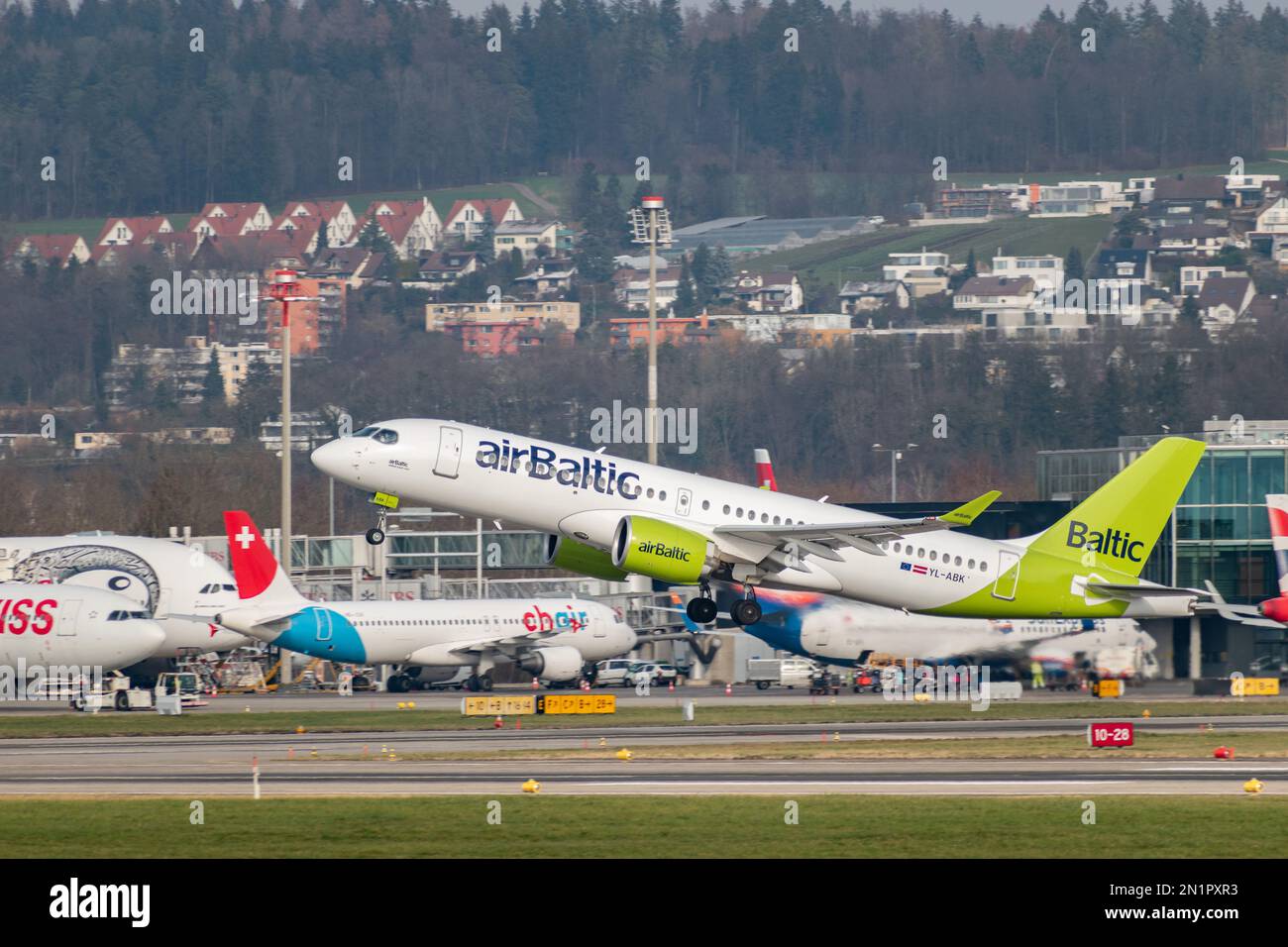 Zurich, Switzerland, January 20,2023 Air Baltic Bombardier CS-300 or ...