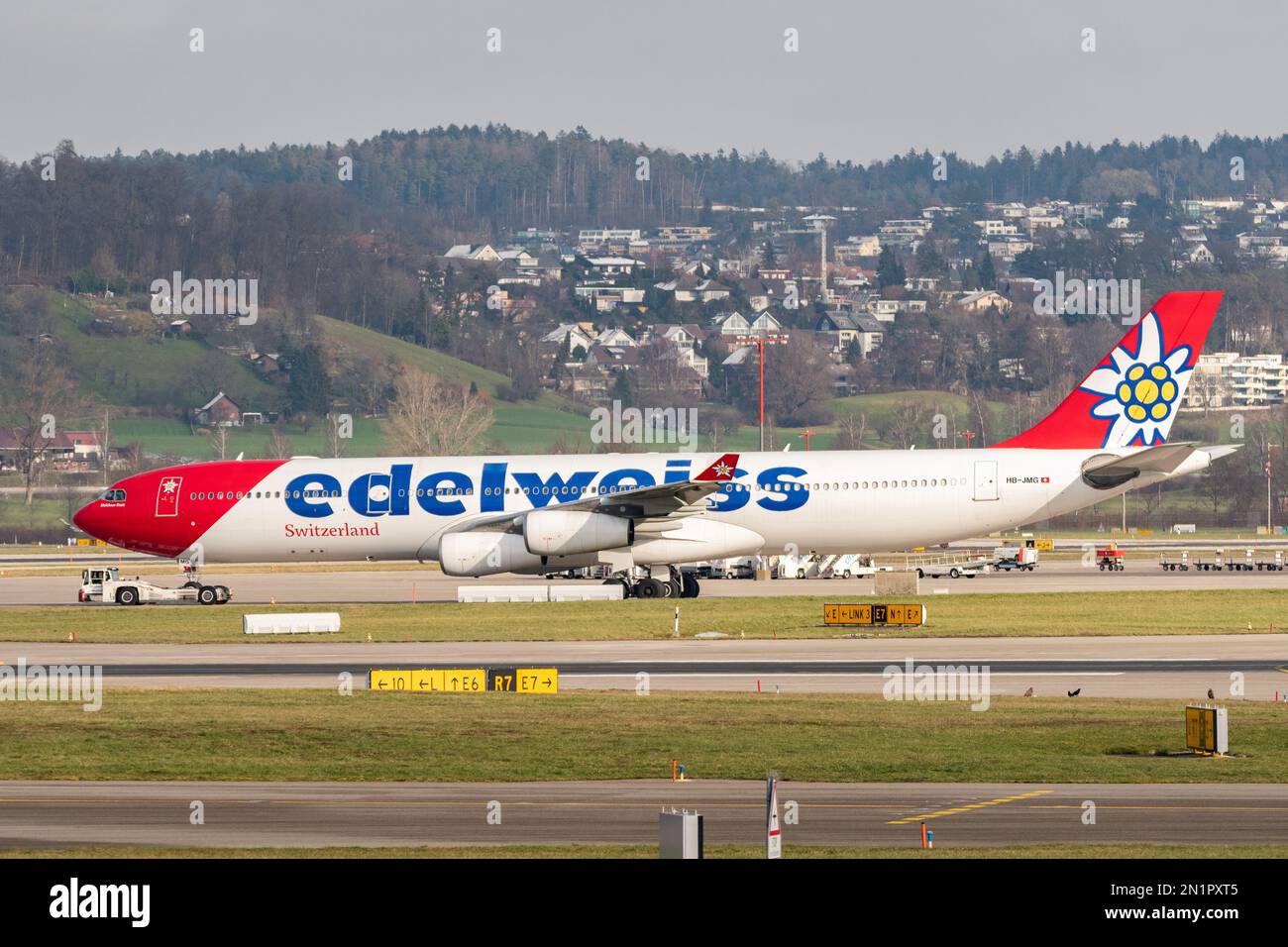 Zurich, Switzerland, January 20,2023 Edelweiss Airbus A340-313 aircraft ...