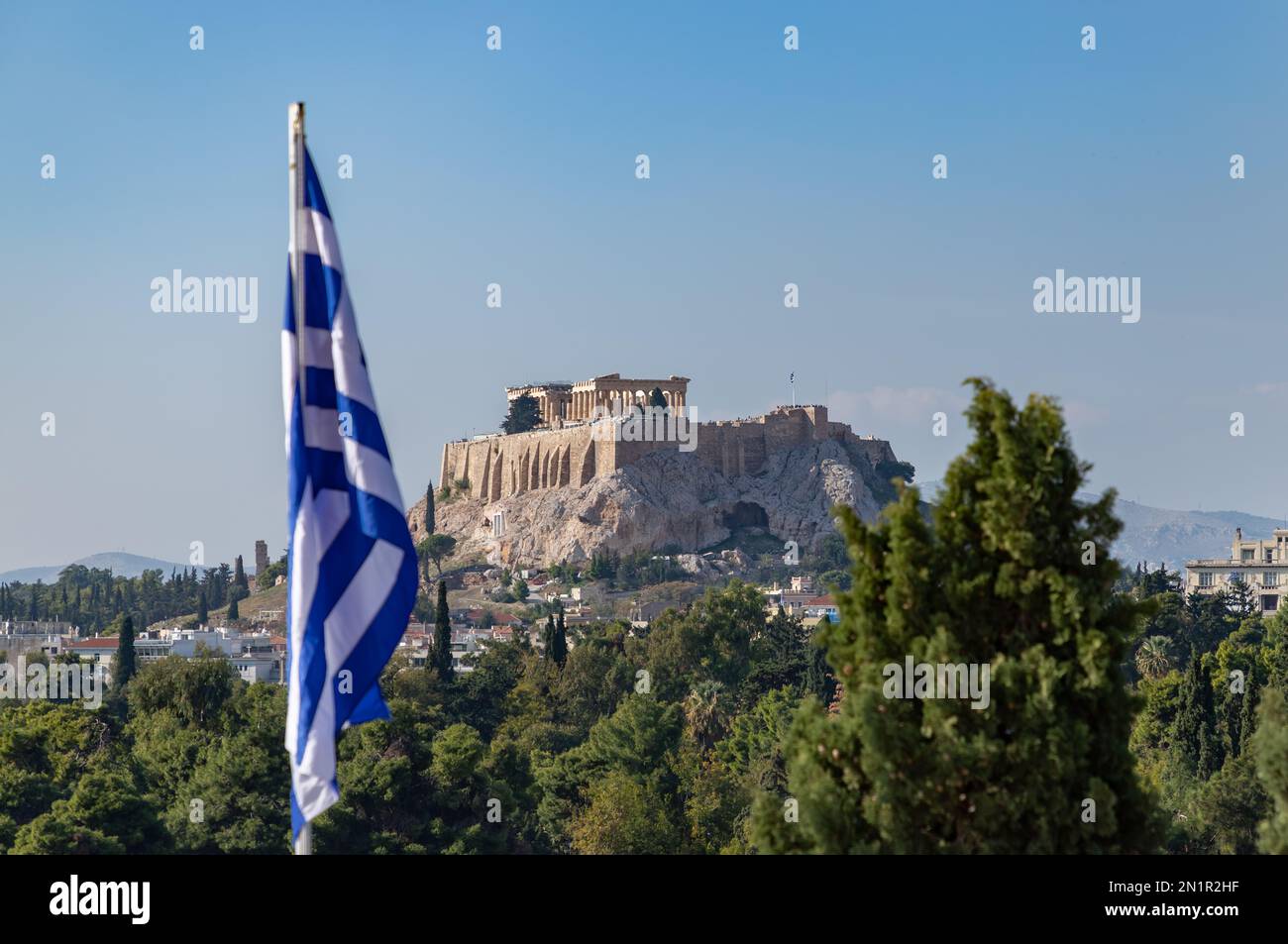 A picture of the Acropolis of Athens, and the Parthenon, as seen above ...