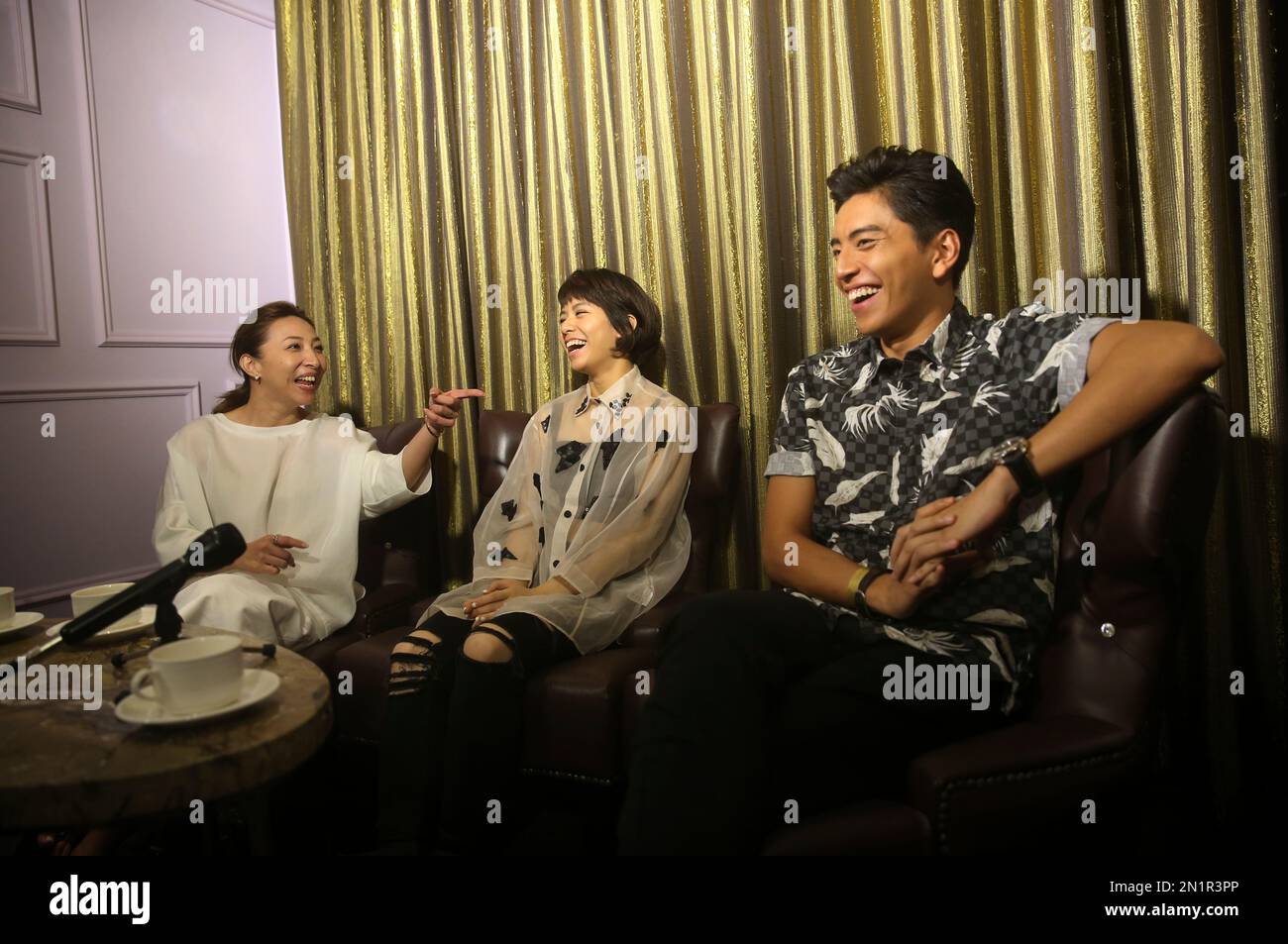 In this photo taken on Wednesday, Aug. 12, 2015, Taiwanese director Frankie Chen, left ...