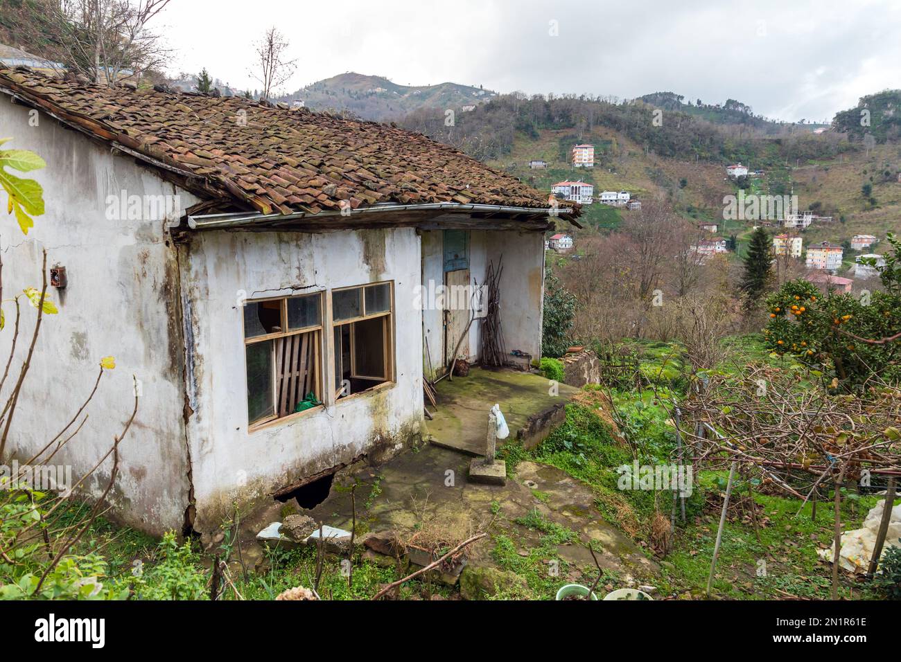 Old abandoned house. Rural landscape of Surmene town, Trabzon, Turkey ...