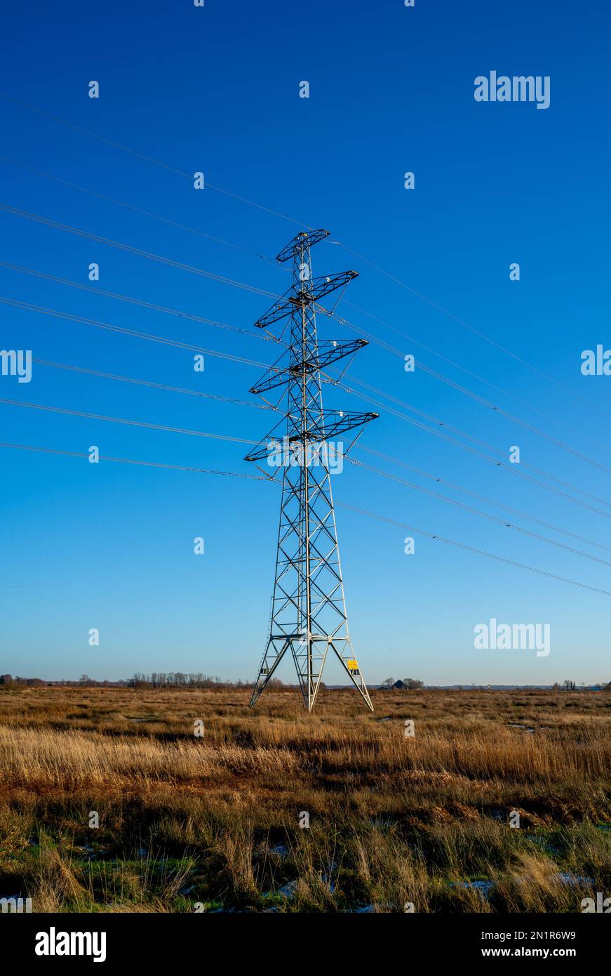 Winter landscape power pylon in the Netherlands Stock Photo - Alamy