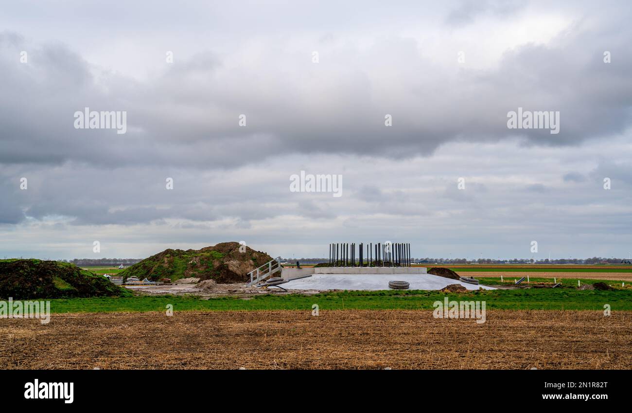 Base for construction of a large wind turbine Stock Photo - Alamy
