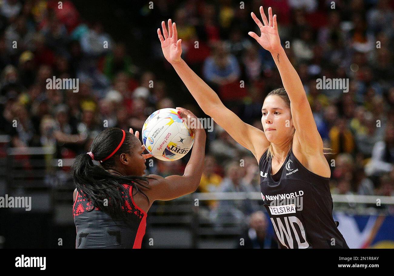 New Zealand's Kayla Cullen, right, tries to block Malawi's Grace ...