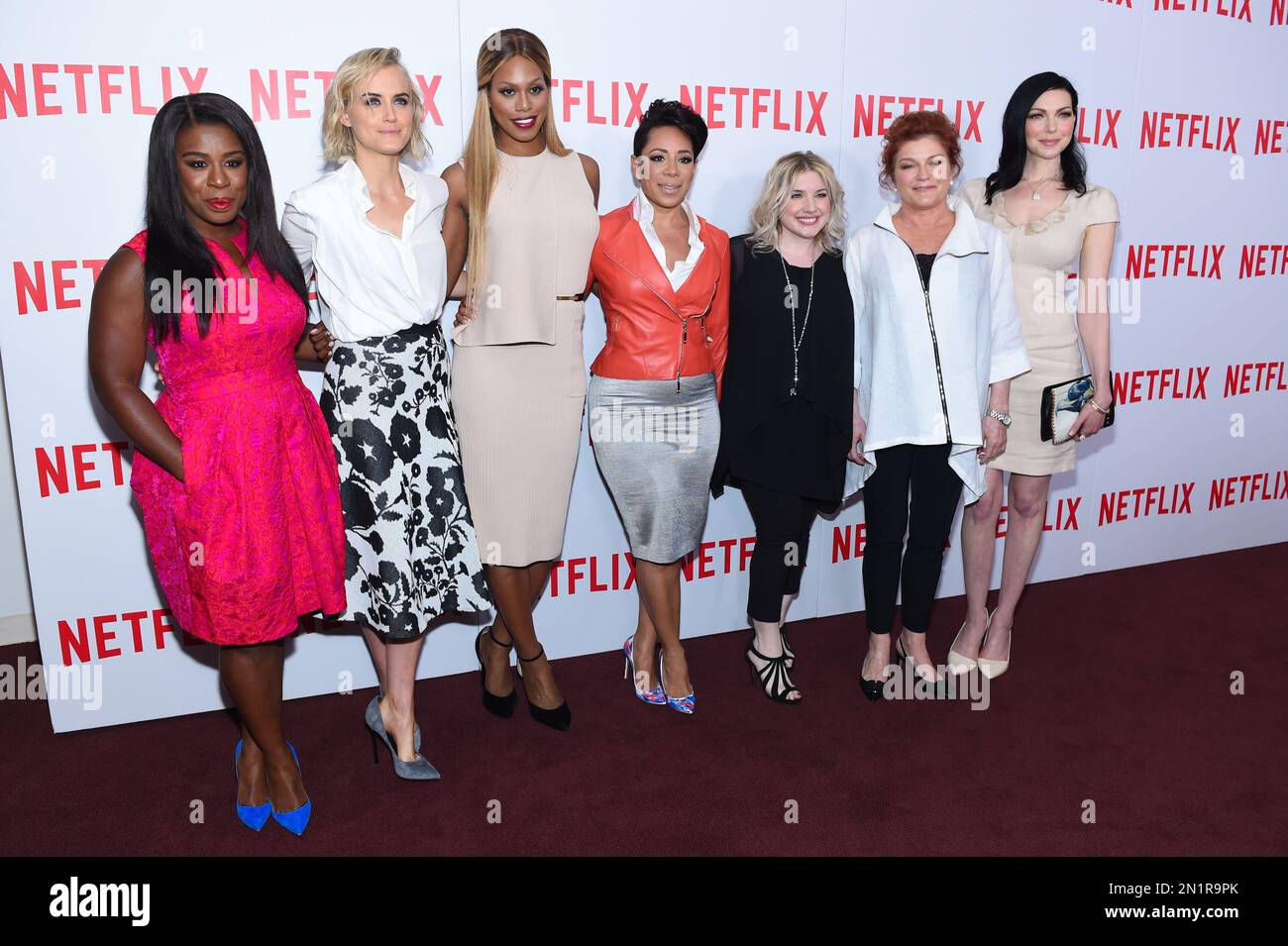 (L-R) Uzo Aduba, Taylor Schilling, Laverne Cox, Selenis Leyva, Kate ...