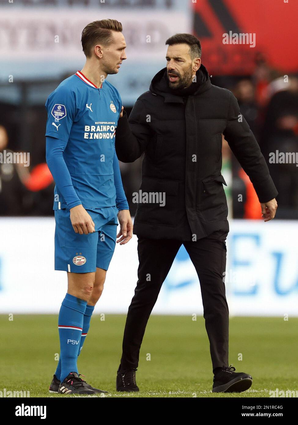 ROTTERDAM - (lr) Luuk de Jong of PSV Eindhoven, PSV coach Ruud van ...