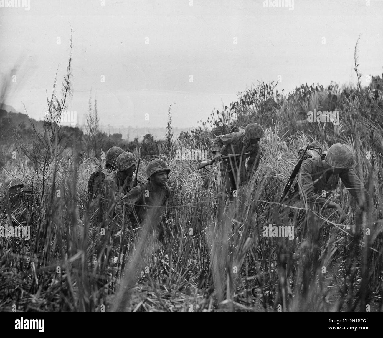In this photo provided by the U.S. Marines, the forward patrol of a ...