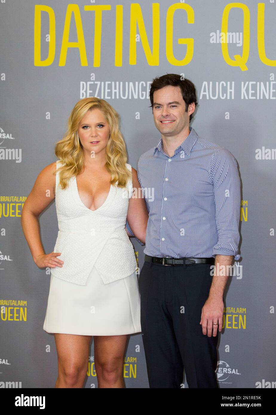 US actress and actor Amy Schumer and Bill Hader, right, pose during a ...