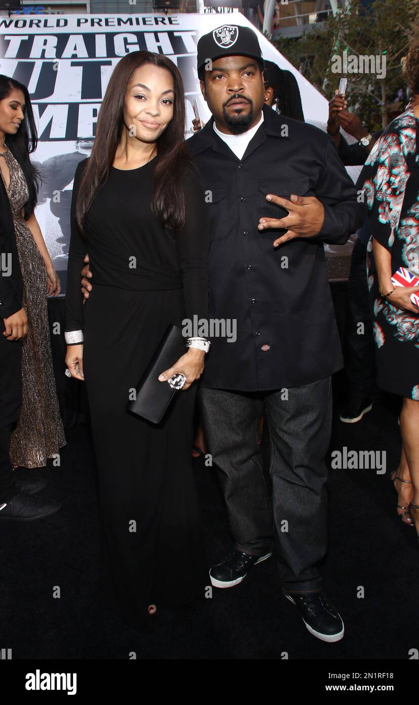 Kimberly Woodruff, left, and Ice Cube arrive at the Los Angeles ...