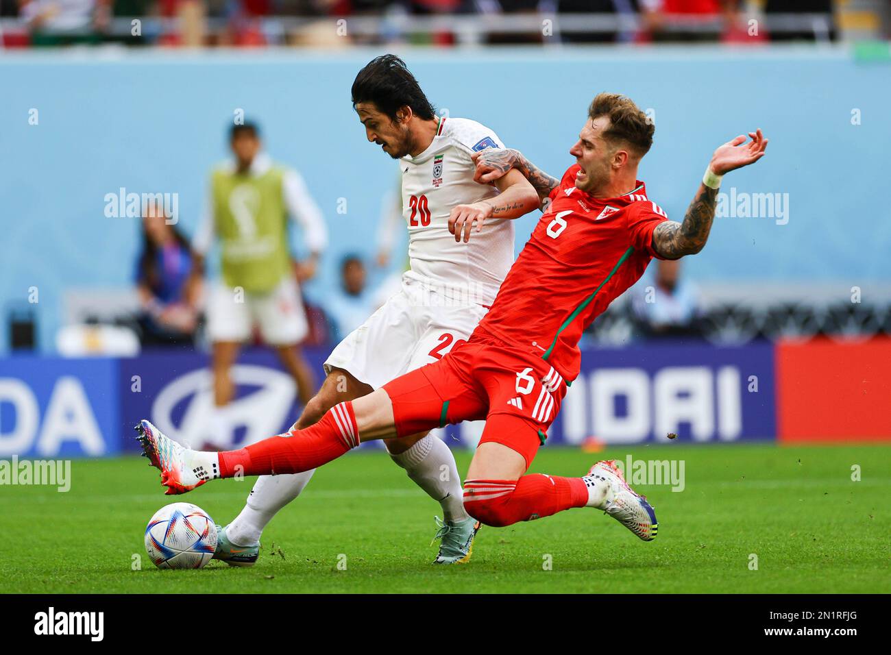 DOHA, QATAR - NOVEMBER 25: Sardar Azmoun, Joe Rodon during the FIFA ...