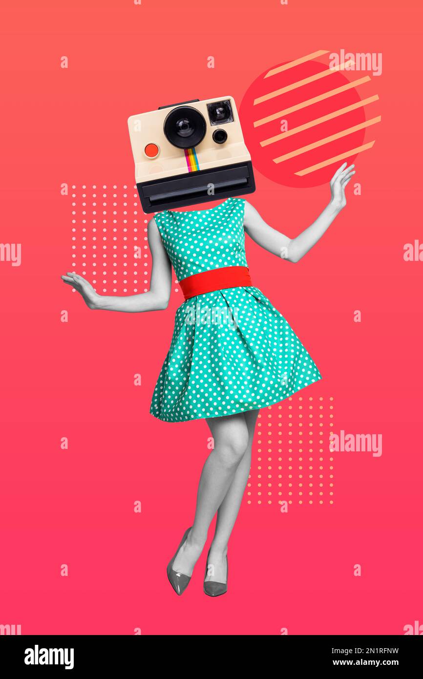 Creative abstract template graphics collage image of charming funny ...