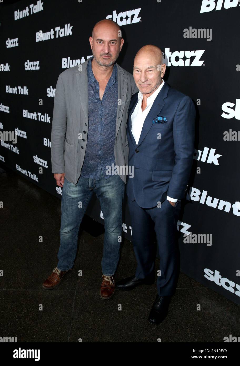 Daniel Stewart, left, and Patrick Stewart arrive at the Los Angeles ...