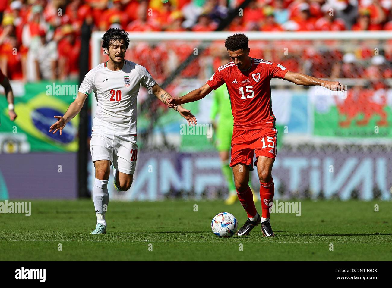 DOHA, QATAR - NOVEMBER 25: Sardar Azmoun, Ethan Ampadu during the FIFA ...