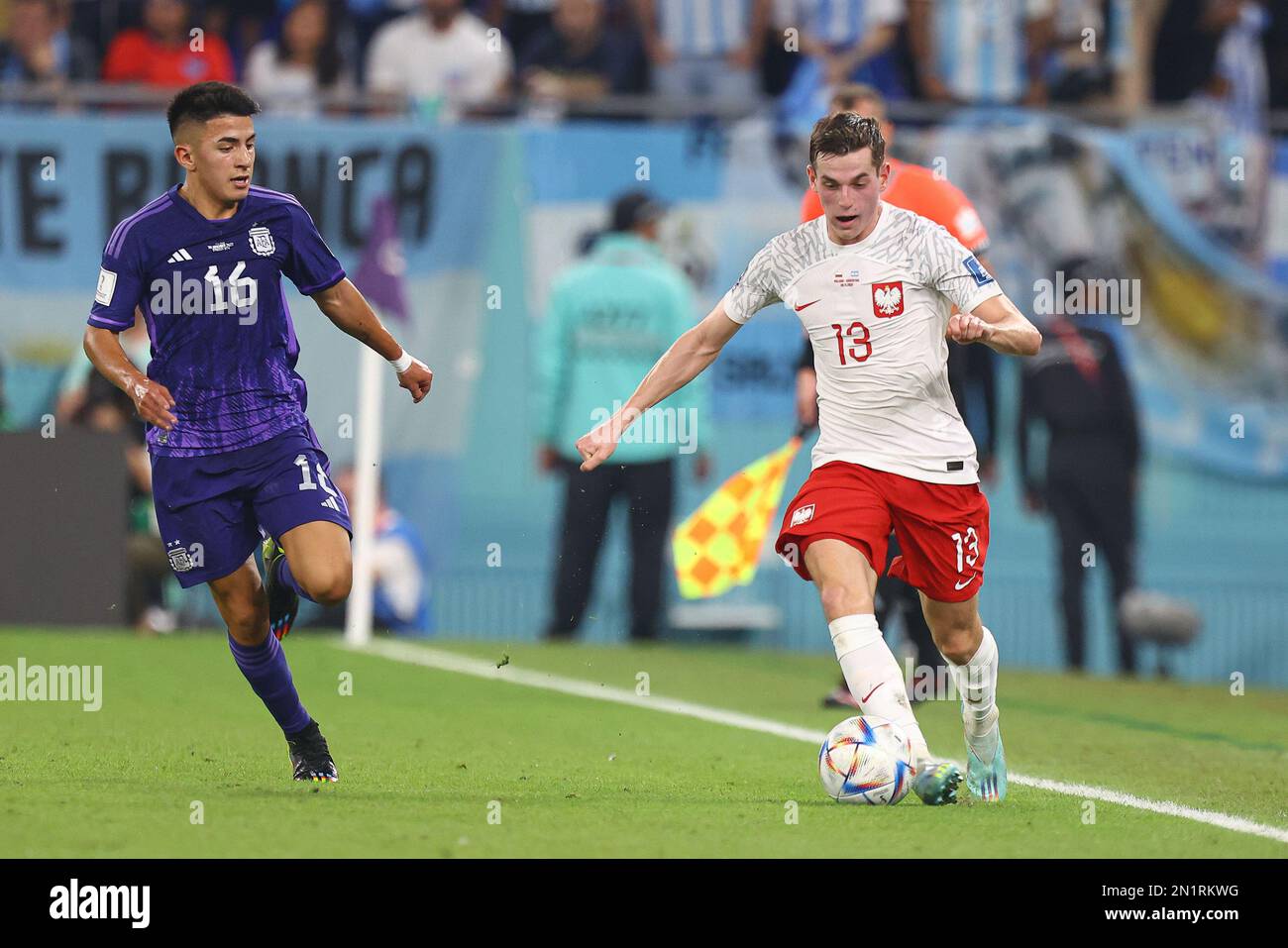 DOHA, QATAR - NOVEMBER 30: Thiago Almada Jakub Kaminski during the FIFA ...