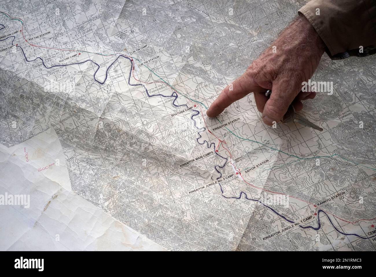 In this June 18, 2015, photo, Rod Beattie points to the line mapping ...