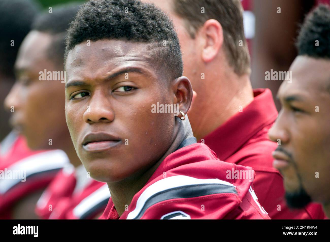 University of South Carolina wide receiver Pharaoh Copper (11) sits ...