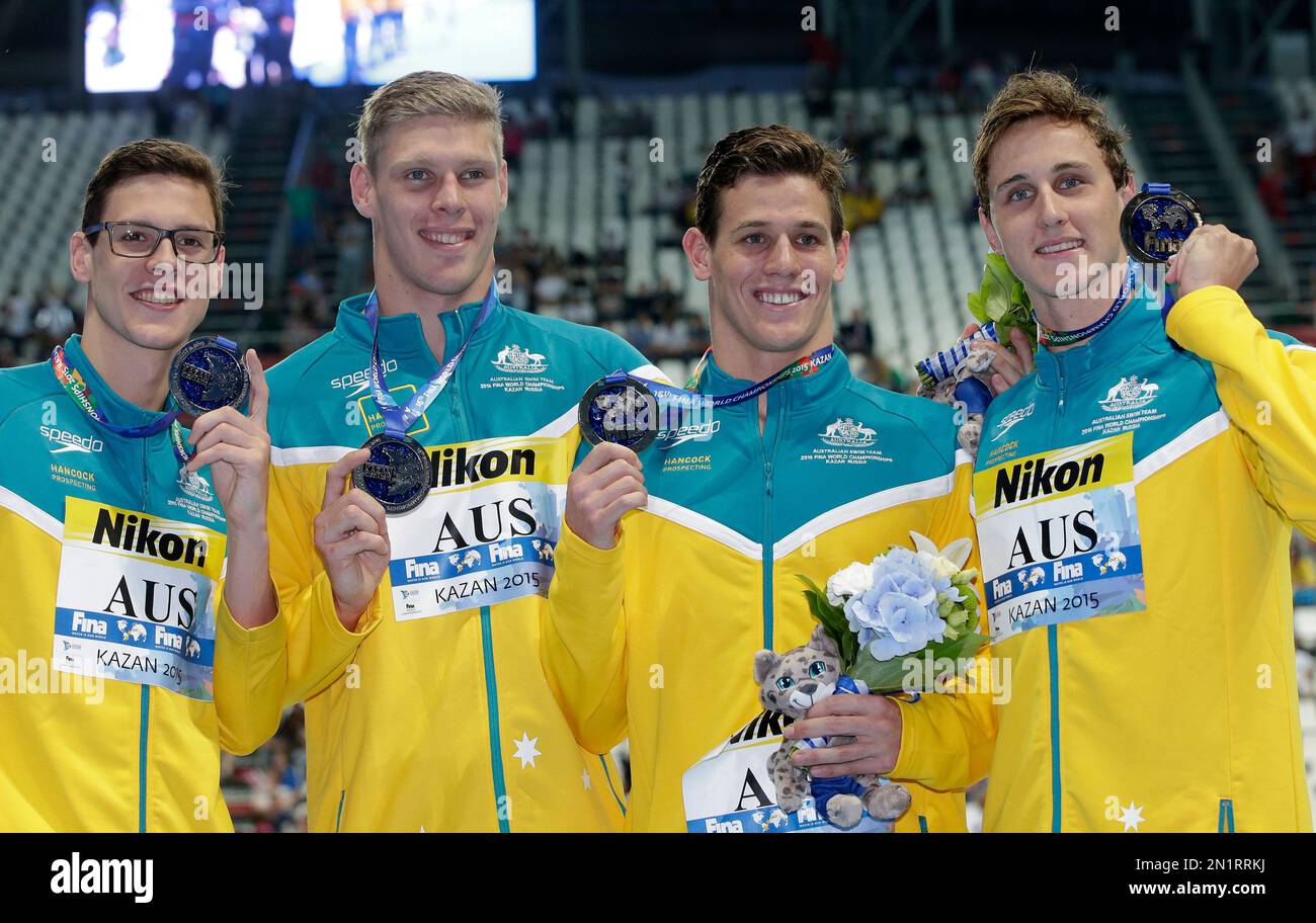 The Australian men's 4x100m medley relay team from left, Mitchell ...