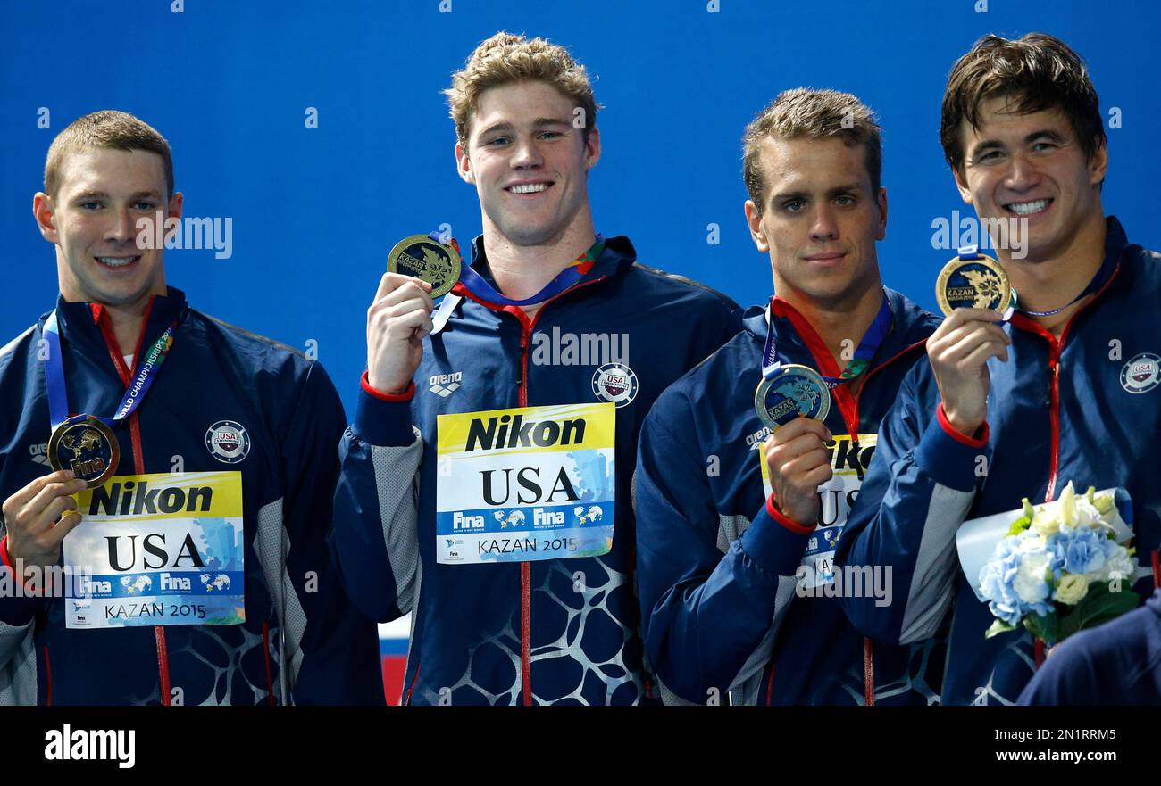 United States' gold medal winners Ryan Murphy, Kevin Cordes, Tom ...