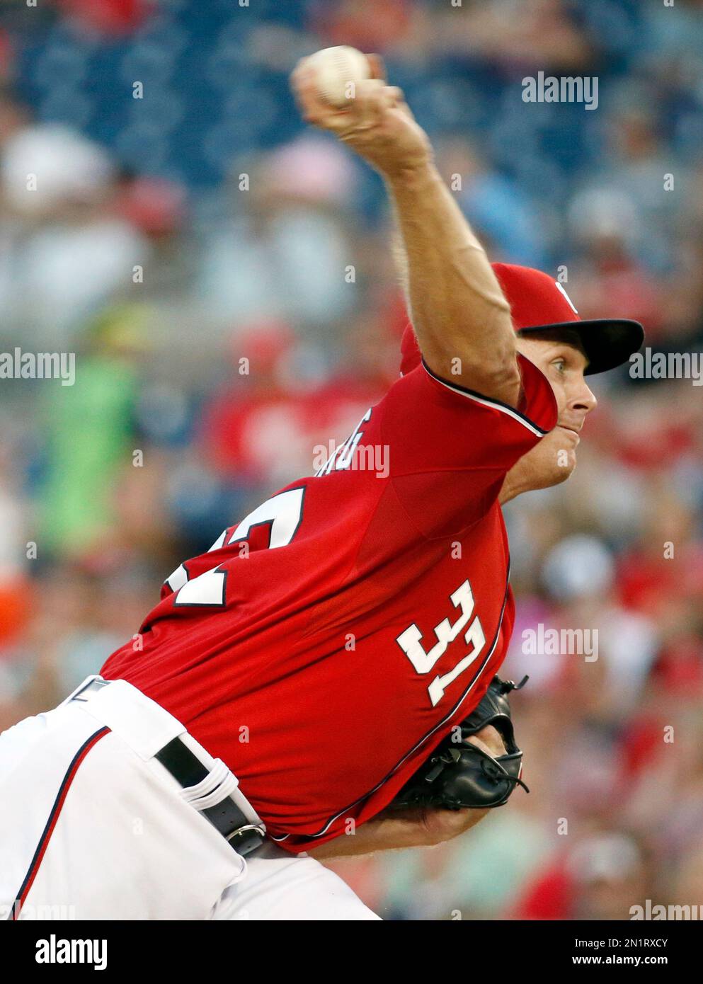 Washington Nationals starting pitcher Stephen Strasburg (37) throws ...