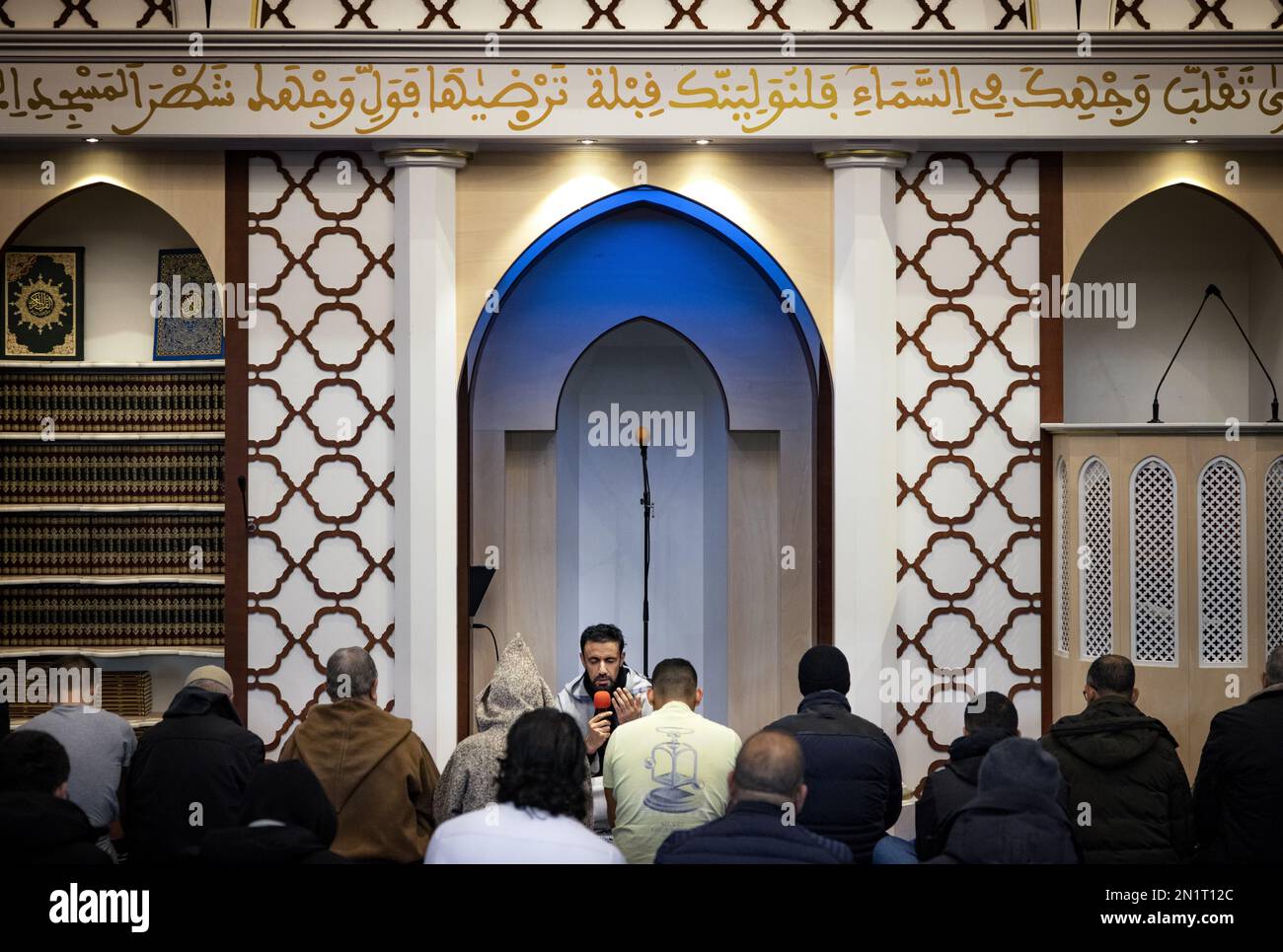 AMSTERDAM - Muslims in prayer in the Blue Mosque where an extra prayer ...