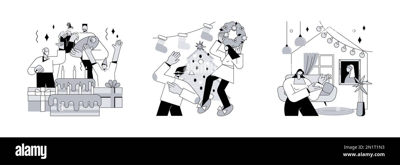 Home party abstract concept vector illustration set. Family tradition ...