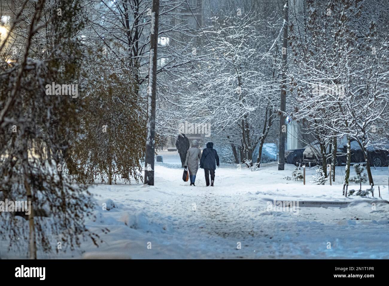 Russia, Moscow. People walk in the snow Stock Photo - Alamy