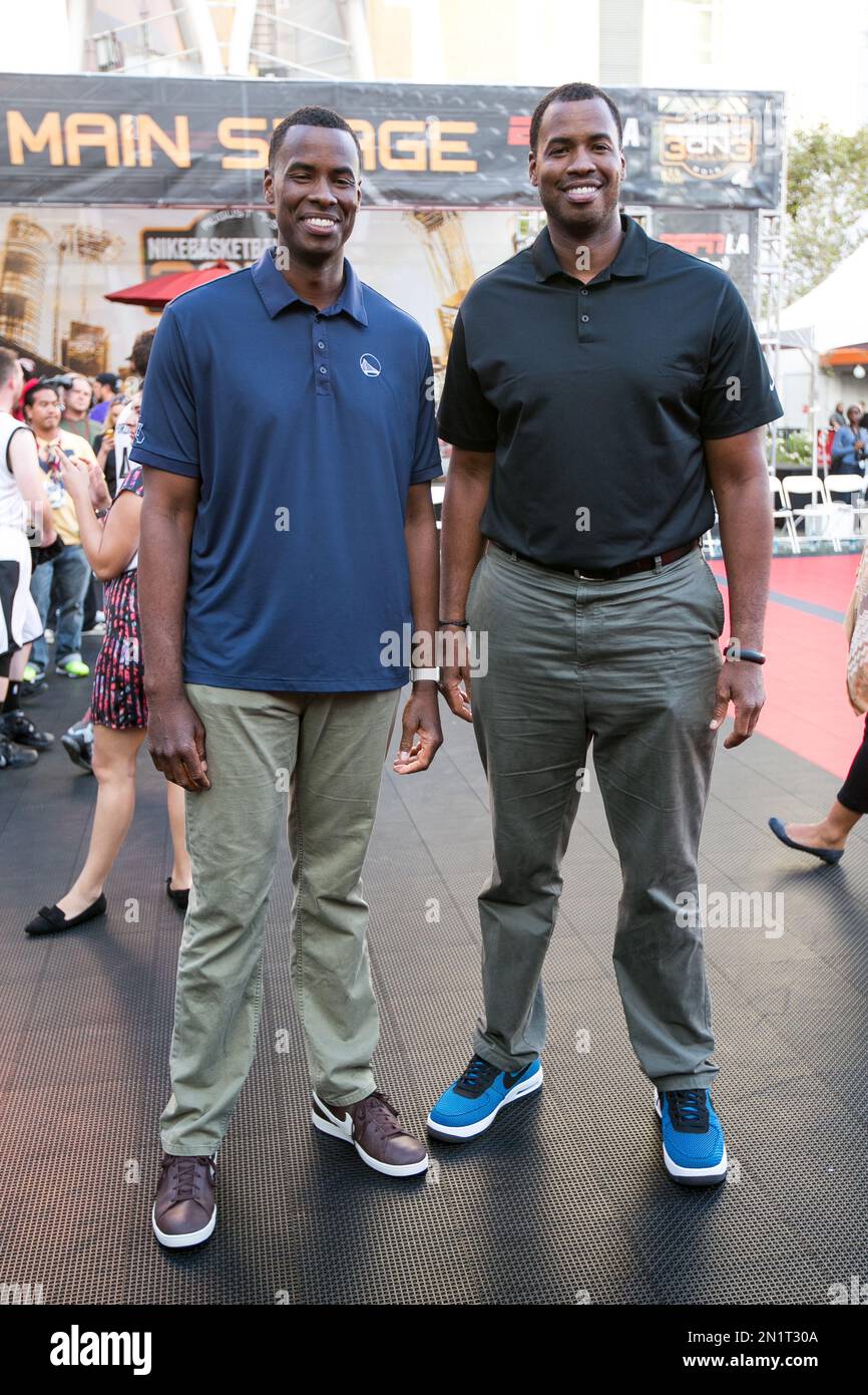 Jason Collins, left, and Jarron Collins attend the Nike Basketball 3ON3 ...