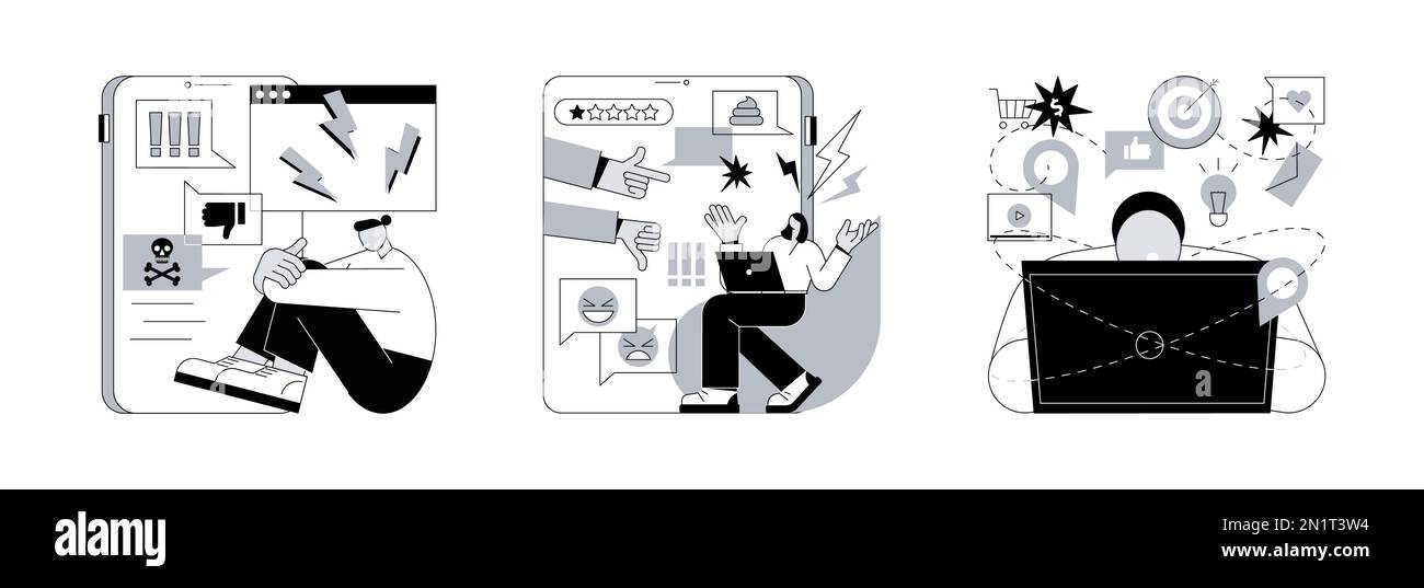 Social media behavior abstract concept vector illustration set ...