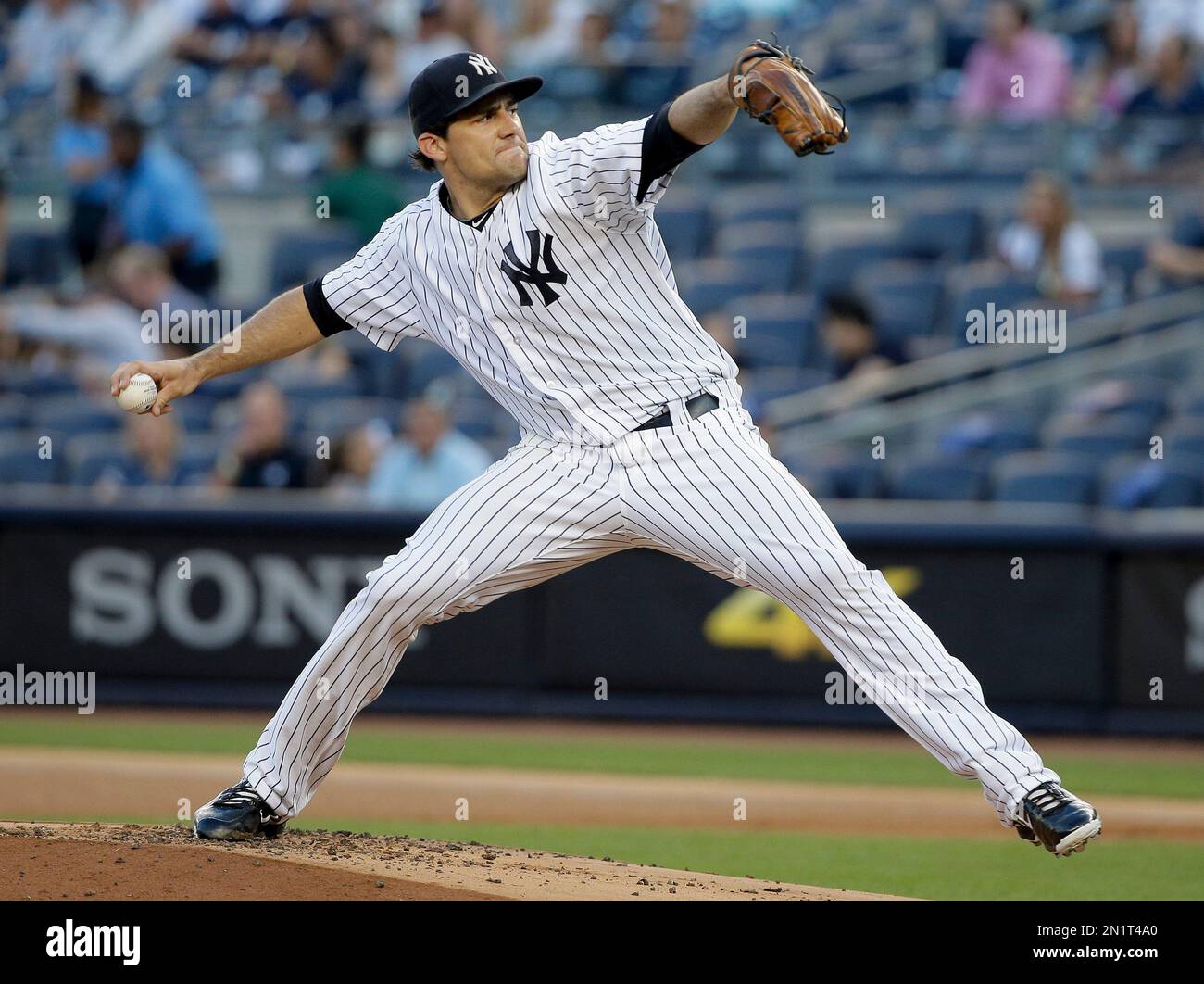 New York Yankees pitcher Nathan Eovaldi delivers against the Toronto ...