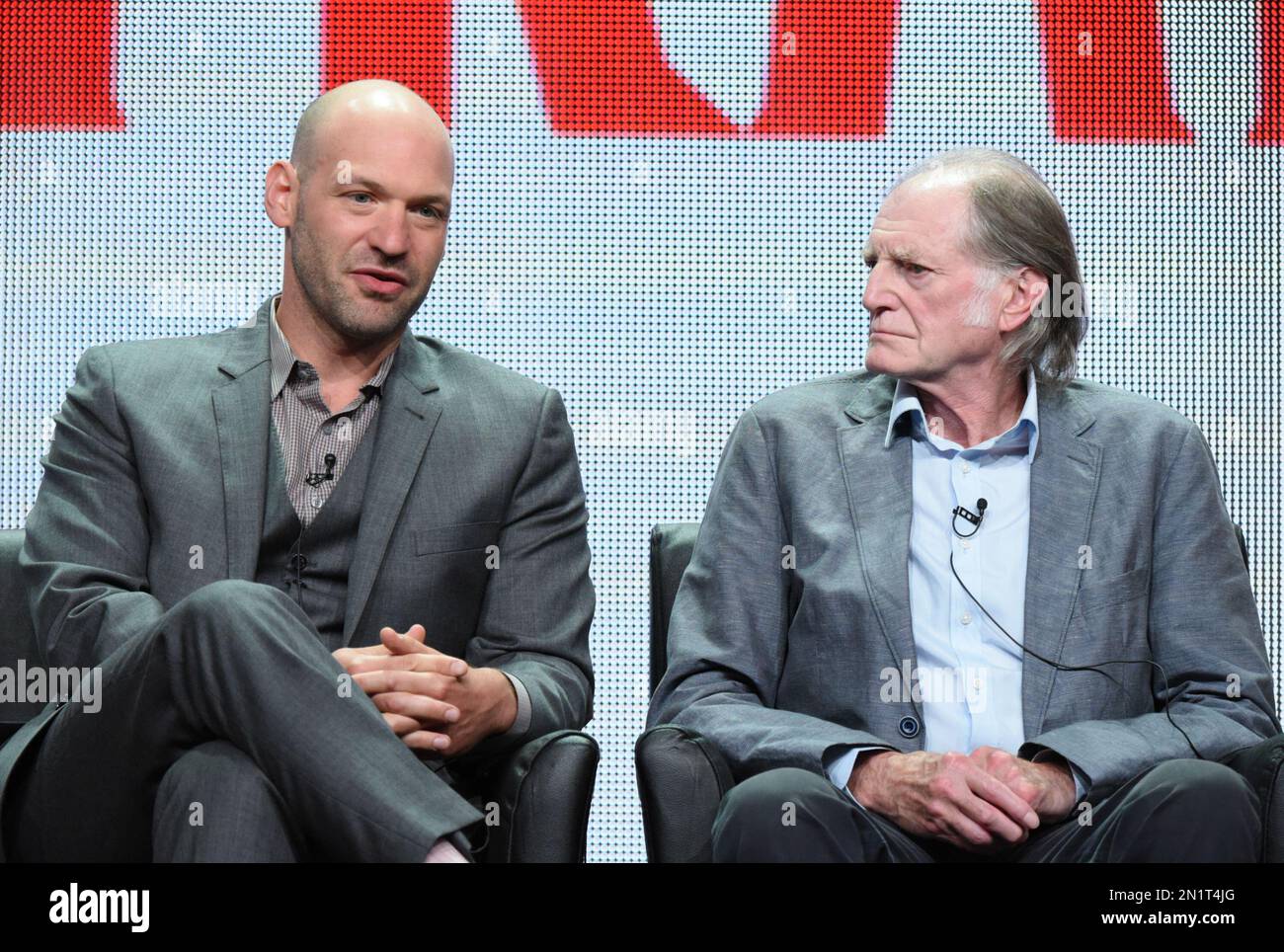 Corey Stoll, left, and David Bradley participate in "The Strain" panel ...