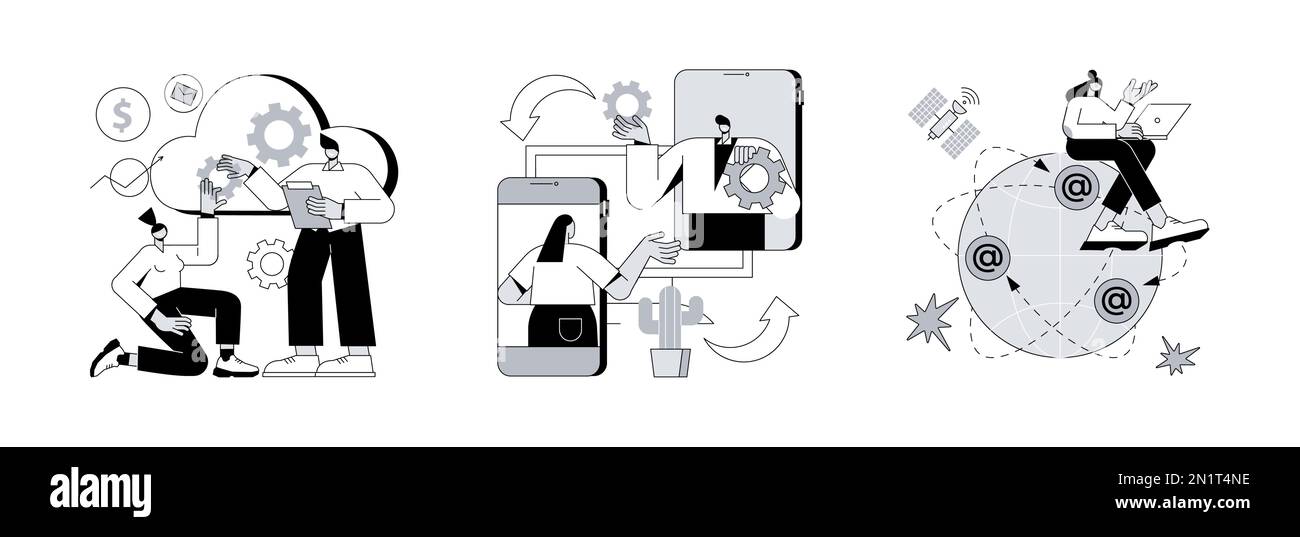 Global Communication Abstract Concept Vector Illustration Set Cloud